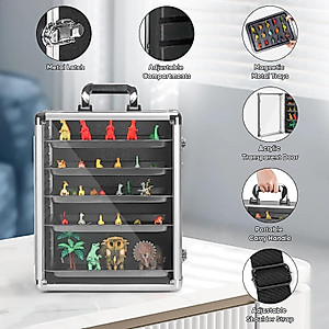 ONULISS Miniatures Storage Case with 5 Metal Trays Adjustable Shoulder Strap Miniature Display Case Transport Case with Clear Acrylic Security Door Gift for Miniature Lovers Collectibles.