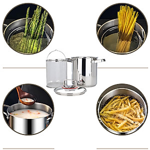 Multi-purpose Pasta and Asparagus Cooker - Stainless Steel Cooking Pot with Strainer and Lid - Durable Kitchen Cookware for Noodles, Spaghetti, Deep Frying - Large Capacity, Dishwasher Safe
