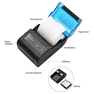 Pretfy Bluetooth Thermal Label Printer,Mini Thermal Printer 2 inch,Receipt Bill Ticket Printer,with 58mm Print Paper,Compatible with iOS Android Windows for Restaurant Sales Retail