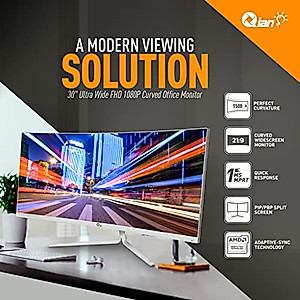 Qian 30" Ultra Wide FHD 1080P Curved Computer Monitor,100 Hz VA Panel Office Monitor, 21:9 Aspect Ratio,178°Viewing Angle,16.7M Display Colors,Framless AMD Freesync GSync,Tilt Adjustable