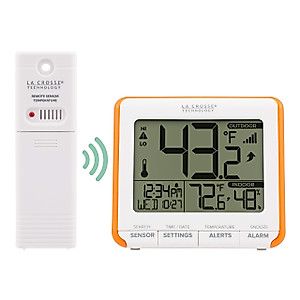 La Crosse Technology 308-179OR Wireless Temperature Humidity Station with Trends & Alerts, Orange/White