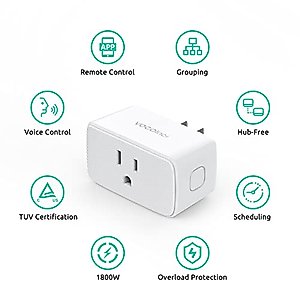 VOCOlinc Homekit Smart Plug Works with Alexa, Apple Home, Google Assistant, WiFi Smart Plug That Work with Alexa, Electrical Timer Outlet Support Siri, No Hub Required, 15A, 2.4GHz, 110～120V (1 Pack)