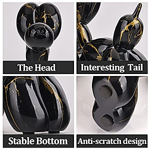 QIANLING Black Balloon Dog Statue, Black Decor Resin Balloon Dog Sculpture, Black Balloon Dog Statues for Home Decor, Modern Living Room, Room, Bookshelf, Mantel, Centerpieces