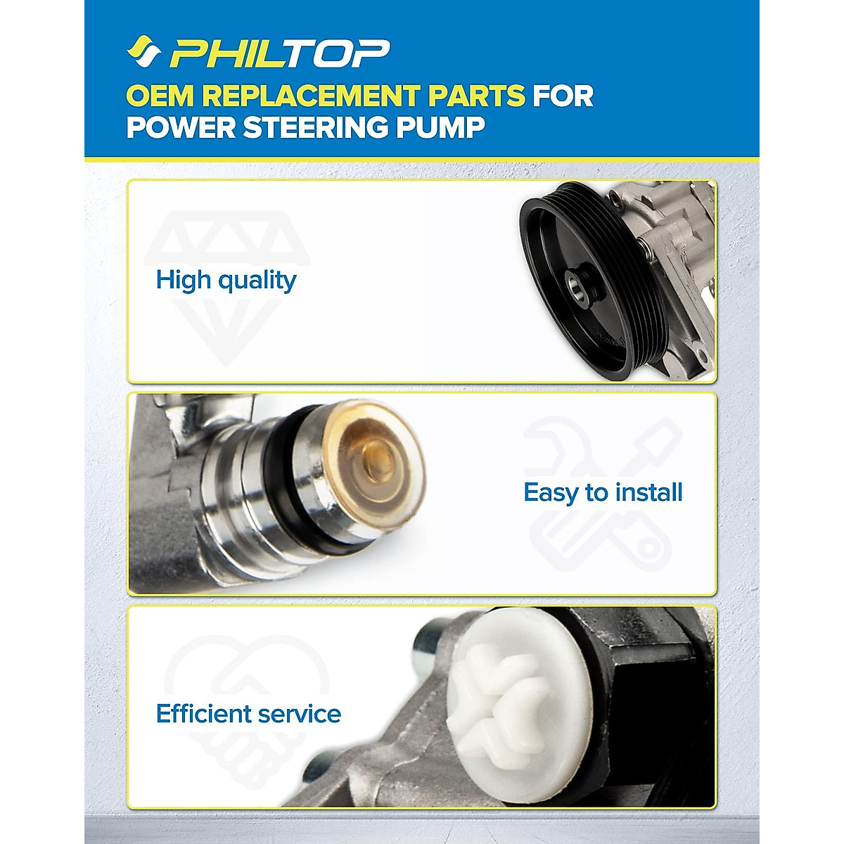 PHILTOP Power Steering Pump 21-120 for E350 2007-2009, GL450 2007-2012, ML350 2006-2009, S550 2007-2009, ML350 4Matic/Base 2010-2011, R350 2006-2009, CLS550 2007-2011, GL550 2008-2012, ML550 2008-2011