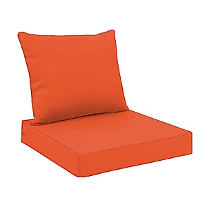 All Smiles Outdoor Seat Cushions for Patio Furniture Set of 24x24 Inch for Waterproof Replacement Cushions with Removable Cover for Chair Yard Garden Deck，Orange