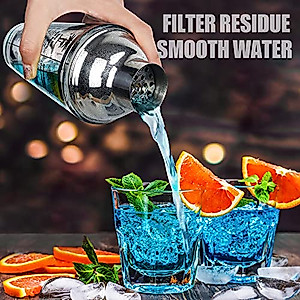 Glass Coaktail Shaker,TNCO 14OZ Bar Set,Martini Shaker, Boston Shaker, Crystal Drink Shaker and Stainless Cover combin,Drink Mixers with Straws,Straw Spoon,Wine Pourer