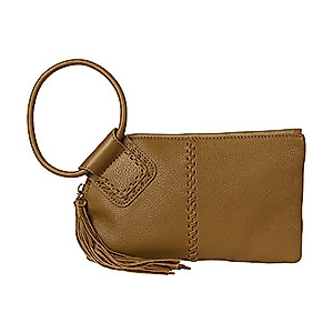 HOBO Sable Leather Wrist Loop Handbags for Women - Polyester Lining, One Interior Slip Pocket, and Six Card Slots Bag Aloe One Size One Size