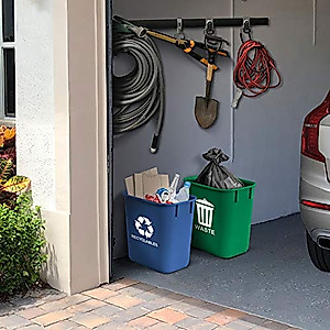 Acrimet Wastebasket Bin for Recycling and Waste 13QT (Plastic) (Green and Blue) (Set of 2)