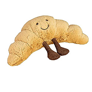 EASELR WeightedPlush 9" Croissant Plush Cute Smile Croissant Bread Pillow Stuffed Animals Funny Soft Food Plushies Toy for Gifts for Kids Birthday
