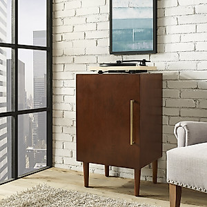 Crosley Furniture Everett Player Stand with Storage for Vinyl Records, Mahogany