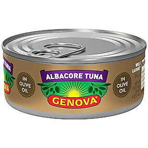 Genova Premium Albacore Tuna in Olive Oil, Wild Caught, Solid White, 5 oz. Can (Pack of 12)