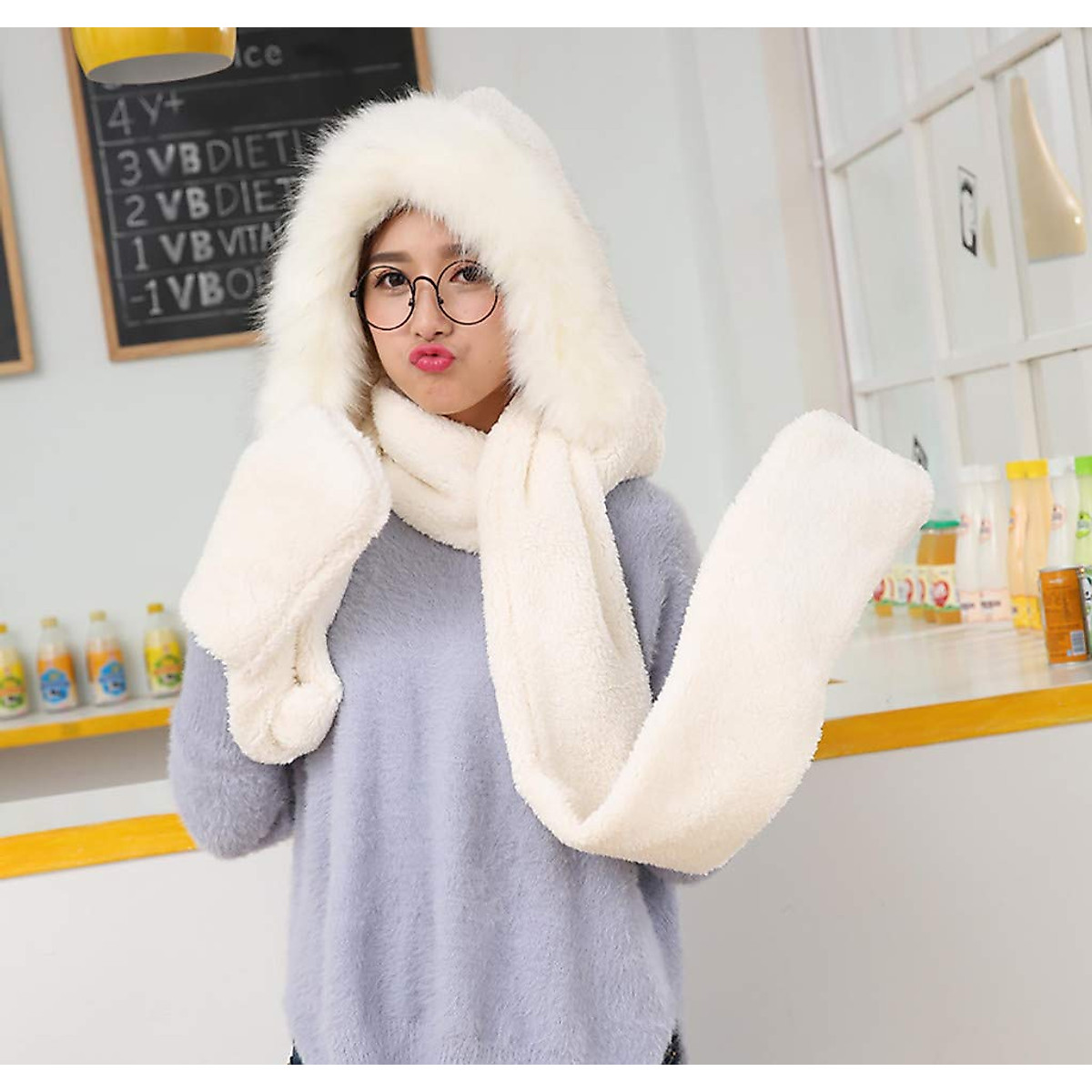 Hat Protectors Set Ear Warm Thick Women Gloves Wool Hat Plush Scarf Collar Baseball Caps Padres Visor
