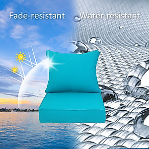 Sunshine Outdoor Indoor/Outdoor Deep Seat Patio Cushions: Resilient Foam Filling, Weather Resistant Patio Cushions,2 Sets Lake Blue