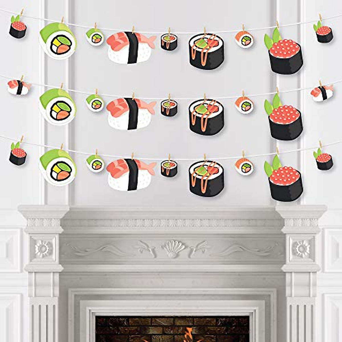 Big Dot of Happiness Let’s Roll - Sushi - Japanese Party DIY Decorations - Clothespin Garland Banner - 44 Pieces