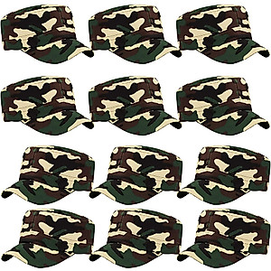ZffXH Army Party Favor Hats For Kids Adults, 12 Pack Camo Caps, Costume Bulk Helmet For Decorations Military Retirement