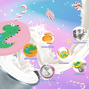 Medxin Salad Dressing Containers To Go, Lightweight Stainless Steel Condiment Containers with Dinosaurs Cartoon Leak Proof Silicone Lids, Reusable Snack Containers [6 PCS]