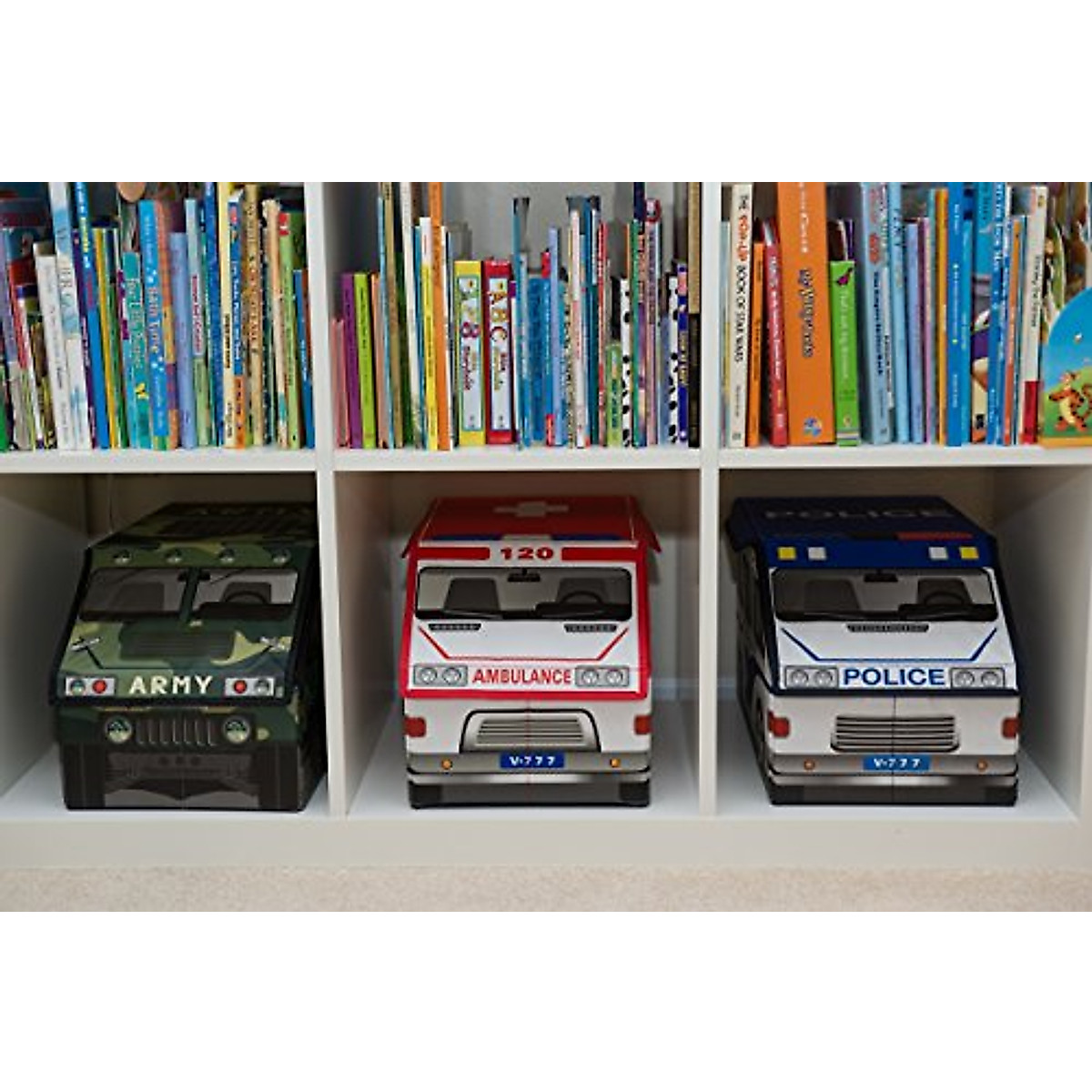 Clever Creations Kids Collapsible Storage Organizer and Ottoman, Perfect Vehicle Themed Toy Chest for Storing Books, Shoes, Games and More, Camo Truck