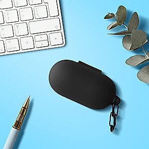 kwmobile Silicone Cover Compatible with OnePlus Buds Z2 - Case Cover Stick-On Skin with Clip - Black