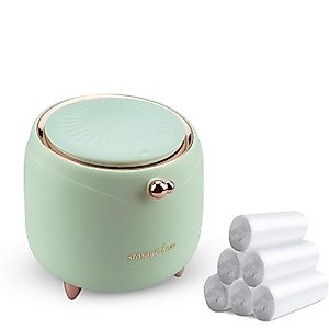 Cute Trash Can with Lid for Desk 0.4Gal/1.4L with Trash Bags180 Pcs Mini Garbage Can Decorative Wastebasket for Counter Top for Office Home (Green)