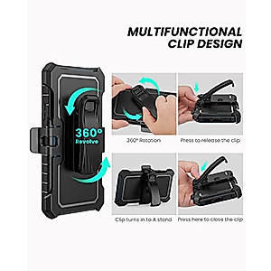 FNTCASE for Samsung Galaxy S22 Plus Case: Shockproof Durable S22+ Cell Phone Cover with Built-in Kickstand | TPU Bumper Textured | Full-Body Protective Rugged Belt-Clip Holster Designed Blue