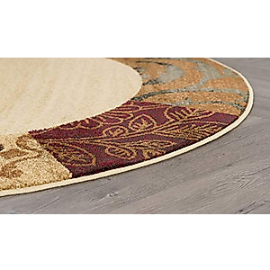 Sedona Transitional Floral Beige Round Area Rug, 8' Round