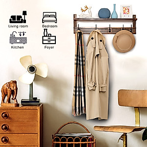 Popin Lover Coat Rack Wall Mount with Shelf, 28.9 Inches Coat Hooks Wall Mounted with 5 Hooks, Hat Wall Hooks for Hanging in Entryway, Living Room, Bathroom, Bedroom