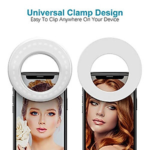 QIAYA Selfie Light Ring Lights LED Circle Light Cell Phone Laptop Camera Photography Video Lighting Clip On Rechargeable