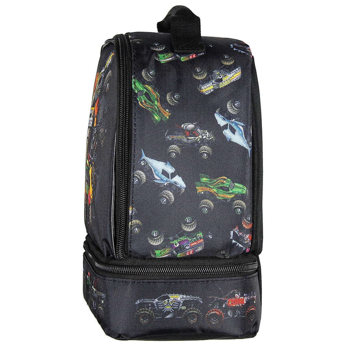 INTIMO Monster Jam Grave Digger Megalodon Pirate's Curse Dual Compartment Lunch Box Bag