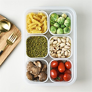 ASkinds Fridge Food Storage Container with Lids - Reusable 6 Individual Detachable Small Boxes with Lid for Refrigerator and Pantry Divided Container to Keep Fresh Vegetables, Fruit, Nuts, Meat