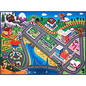 Gertmenian Nickelodeon Paw Patrol Town Tower Interactive Rug Includes 2x Cars feat. Chase and Marshall Suitable for Classroom, Nursery, Bedroom, or Play Area 40x54in Medium, 32500