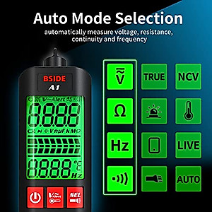 BSIDE Voltage Tester 3-Results Display Non-Contact Voltage Detector Pen, Integrated Multimeter, Dual Range AC 6V-1000V/90V-1000V Electrical Sensor V-Alert Live Wire Tester