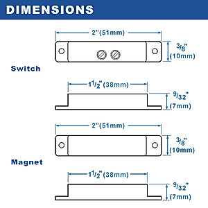 UHPPOTE Normal Closed Wired Screw-Terminal Surface-Mount Magnetic Contact for Window Door Security (Pack of 5)