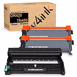 v4ink Compatible Toner Cartridge and Drum Unit Replacement for Brother TN450 TN420 DR420 use with HL-2270dw HL-2280dw HL-2230 HL-2240d MFC-7240 MFC-7360n MFC-7860dw 3 Packs (1 Drum+2 Toner) (Black)