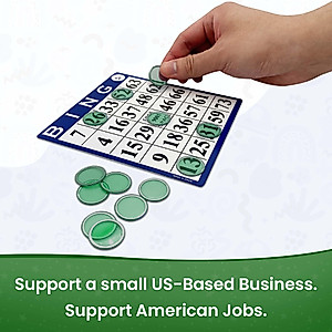 MR CHIPS Magnetic Bingo Chips with Metal Ring 3/4 Inch 200 Upgraded Pieces Green Transparent - Available in 7 Colors A Reusable Storage Bag