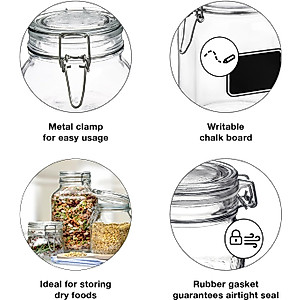 Bormioli Rocco Fido Square Clear Jar with Chalkboard, 33-3/4-Ounce