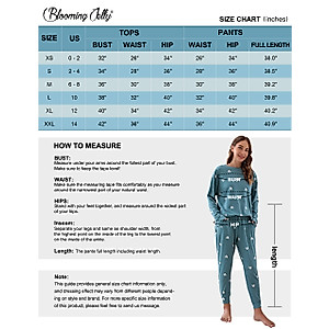 Blooming Jelly Womens Cute Pajama Sets Drawstring Heart Printed Sleepwear Pockets 2 Piece Pj Set 2025 (Large, Blue)