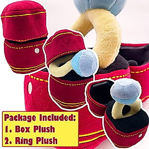 Valentine Gift Ring Box Plush Toy Love Ring Box Case Organizers Valentine’s Day Marriage Proposal Wedding Anniversary Creative Gift for Mens Women, Red