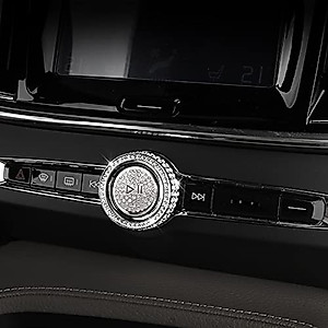 yboueo 2pcs Bling Crystal Control Sound Switch Knob Head Decorative Sequin Cap Cover Decal Trim Fit for Volvo S60 V60 2023-2020/ XC60 2023-2018/ XC90 2023-2015/ S90 /V90