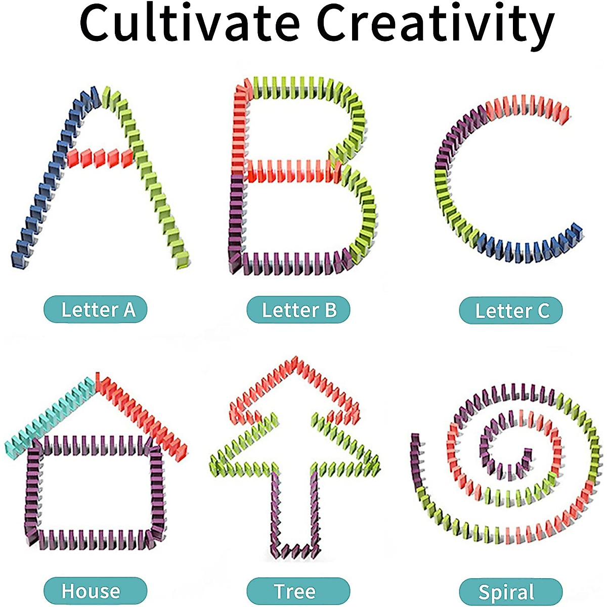 B-Qtech Domino Train Toy Set for Kids - 80pcs, Domino Blocks Set Building and Stacking Toy Creative Kids Games Gift Dominoes for Boys Girls Ages 3-8