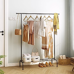 Gewudraw Clothes Rack, Metal Clothing Garment Rack, Extendable Freestanding Closet Wardrobe Rack Simple Clothing Organizer for Hanging Clothes