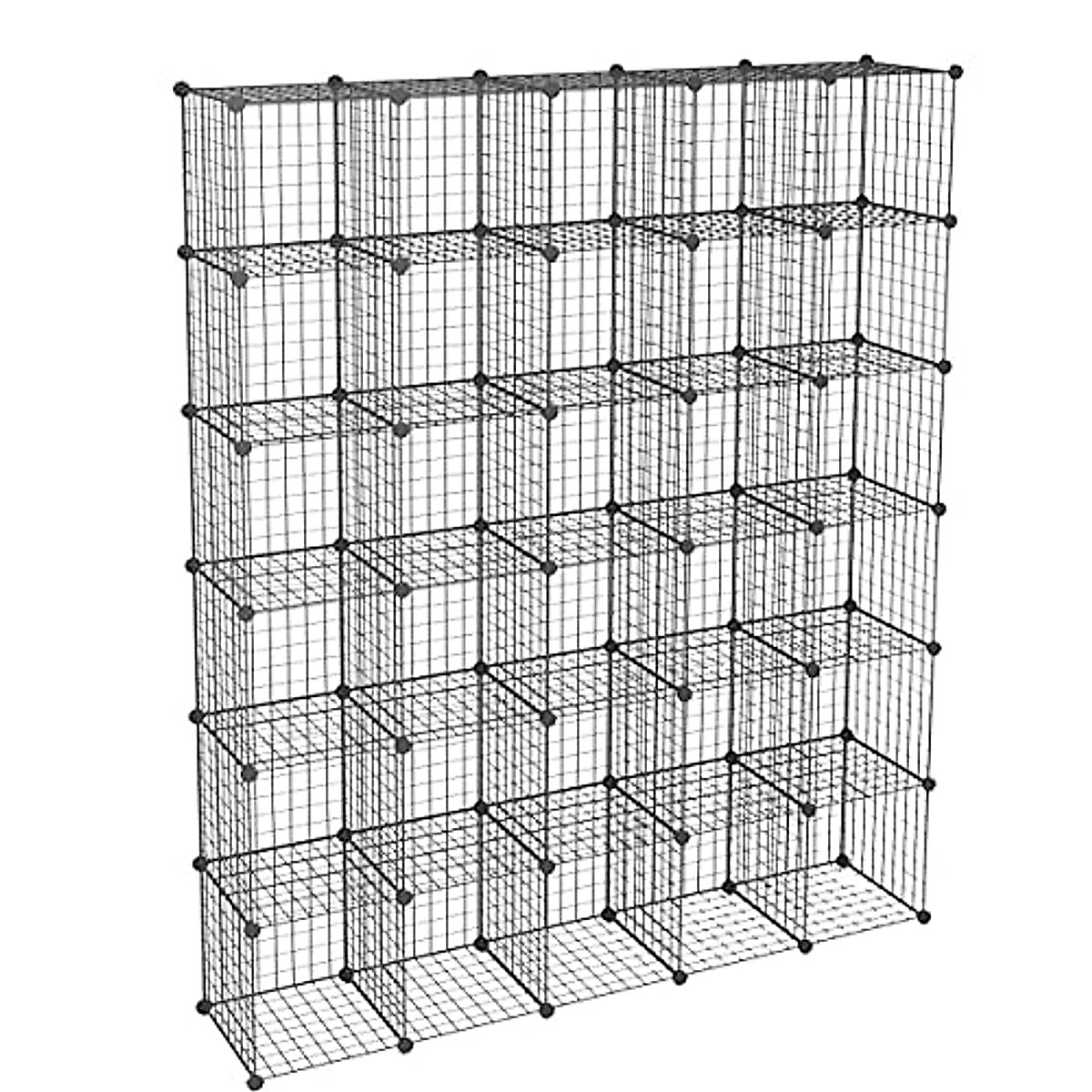 KOUSI DIY Wire Cube Storage, Modular Metal Shelf, Cubby Shelving, Stackable Grid Organizer, 30 Cube, Black