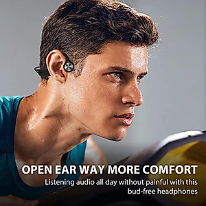 Pinetree Bone Conduction Headphones Bluetooth Sports Open Ear Headphones Wireless, Lightweight Sweat-Proof Running Headset with Mic Built-in Earbuds Free for Hiking, Cycling, Driving