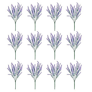 12 Bundles Artificial Lavender Flowers, Wild Purple Fake Plants for Bouquets for Wedding, Easter Decorations, Door Wreaths, Farmhouse Home Decor (14 x 2 x 3 in)