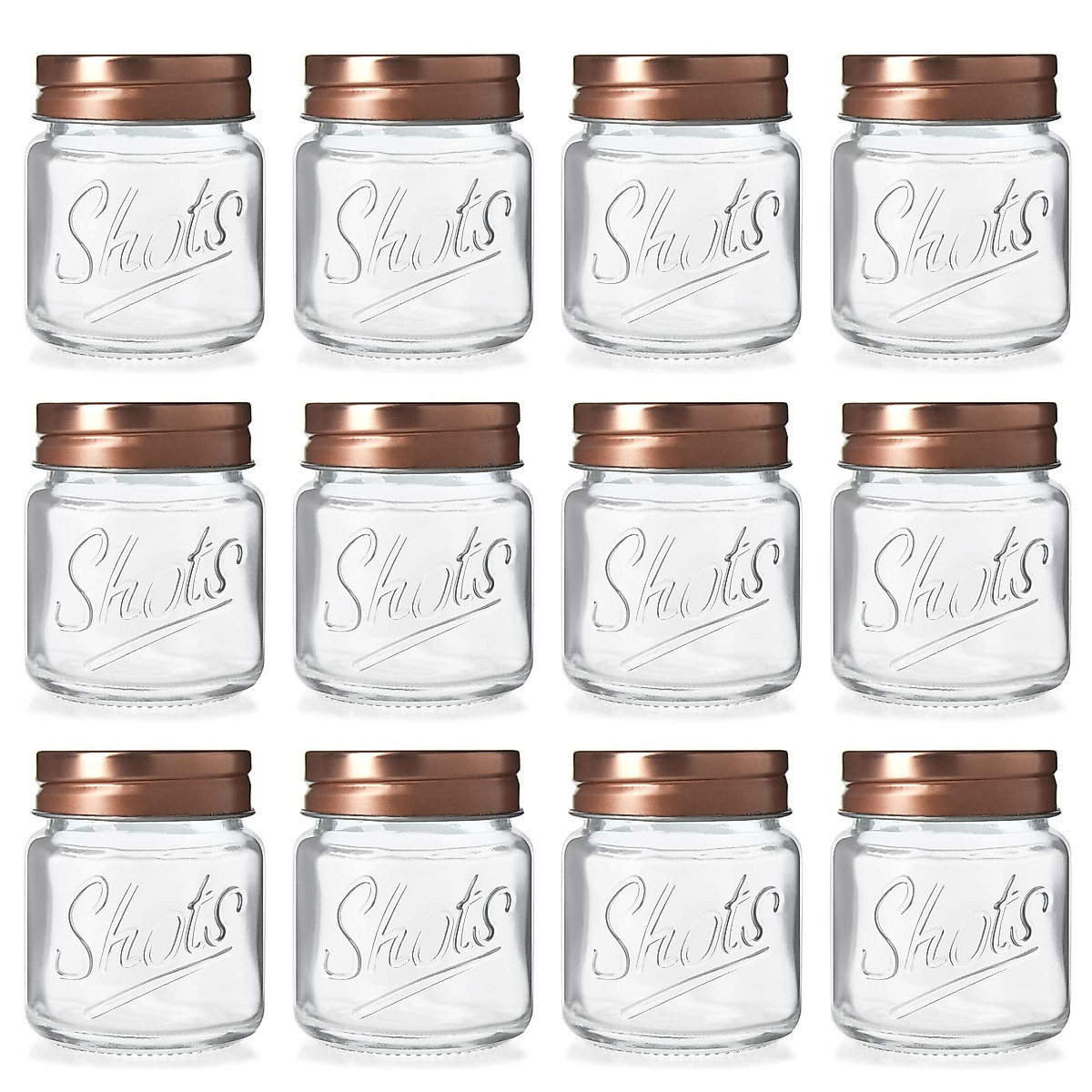 Juvale 12 Pack Mini Mason Jar Shot Glasses with Lids, 2 oz for Ginger Shots, Juices, Cocktails, Homemade Sauces