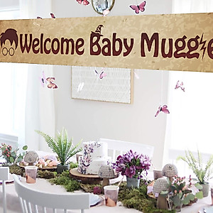 Welcome Baby Muggle Large Banner Sign, Baby Shower Party Decorations Supplies, Gender Reveal Welcome Little Muggle Banner