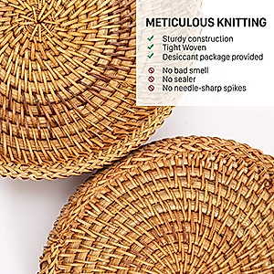 Small Key Bowl for Entryway Table Wicker Decorative Bowls Keys Holder Basket Handmade Woven Display Wall Baskets Rattan Fruit Candy Wallet Storage Organizing Kitchen Countertop (XS: 7.3" Set 1)