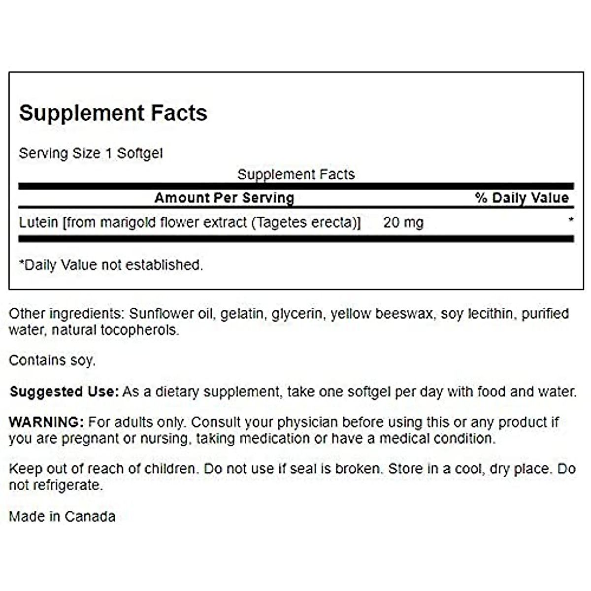 Swanson Lutein 20 Milligrams 120 Sgels (2 Pack)
