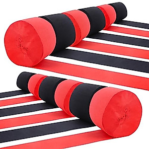 Ashmacdo 10 Rolls Crepe Paper Streamers,820 Ft Black and Red Crepe Paper Decorations Party Streamer for Birthday Decorations, Party Decorations, Wedding Decorations