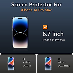 Cnarery Privacy Screen Protector for iPhone 14 Pro Max 6.7 inch, Full Coverage Anti Spy Tempered Glass with Alignment Frame Easy Installation, 2 Pack