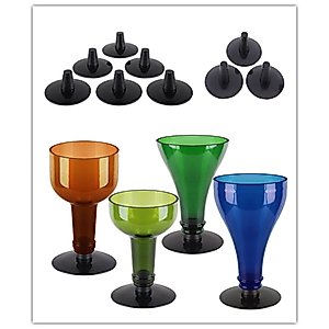 Walfront 6Pcs Bottle Top Stem, 3.15 x 3.15 x 1.57 Glass Beer Bottles Top Holder for Crafts,Wine Bottles Top Stems Base Stand Rubber(Black)